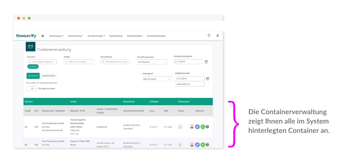 Wo finde ich Details zu Containern? – help.resourcify.de